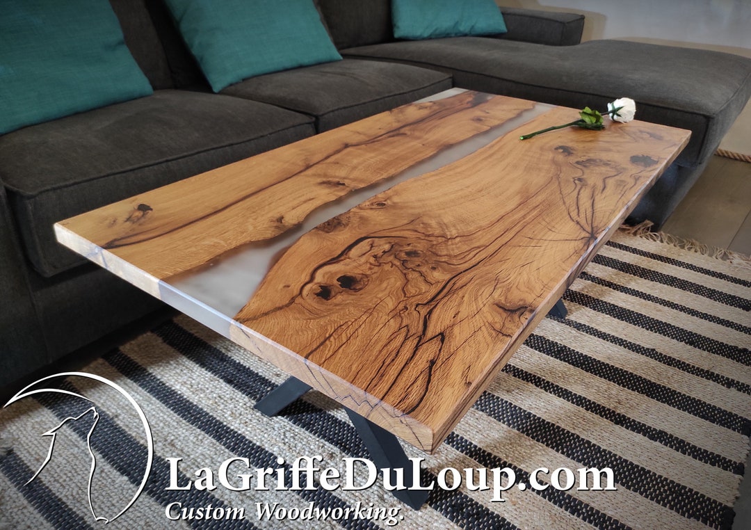 Table sur-mesure (basse ou à manger) en bois de chêne de montagne et ...