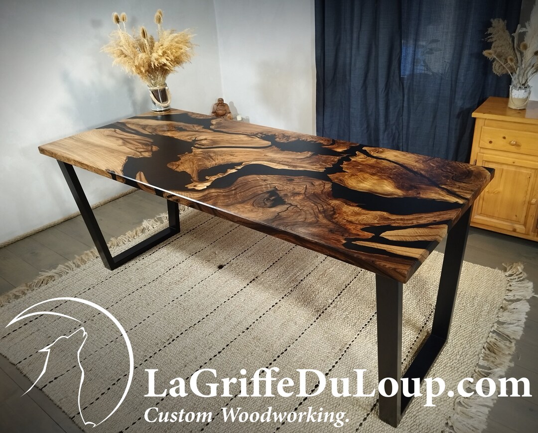 Custom-made Dining Tables in Walnut Wood of 350 Years of Age and Black ...