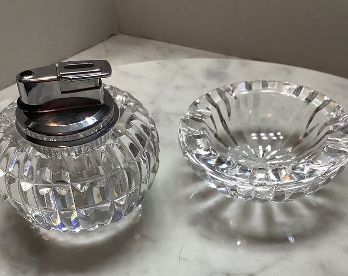 Rare Waterford Crystal Glenmore Butane Table Lighter and Matching ...