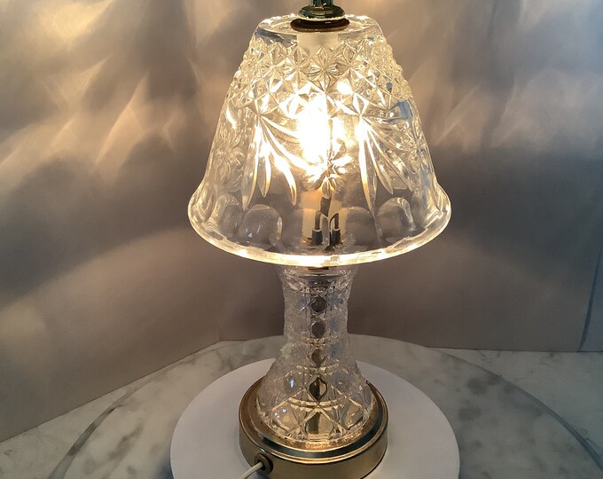 Vintage Clear Glass Cut Crystal Lamp Vanity Table Lamp 12" - Etsy