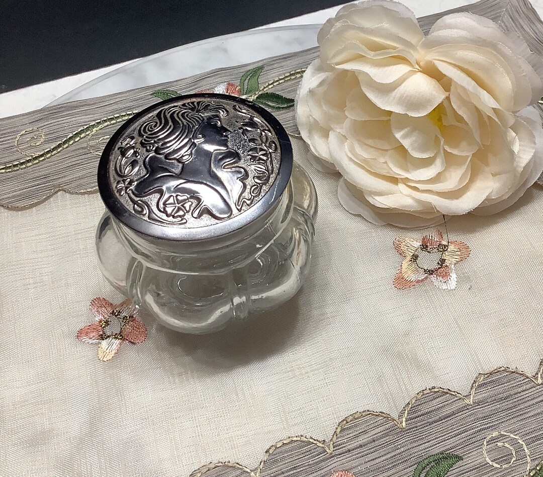Vintage Avon Glass Powder Jar, Vintage Vanity Jar, Trinket Jar, Avon ...