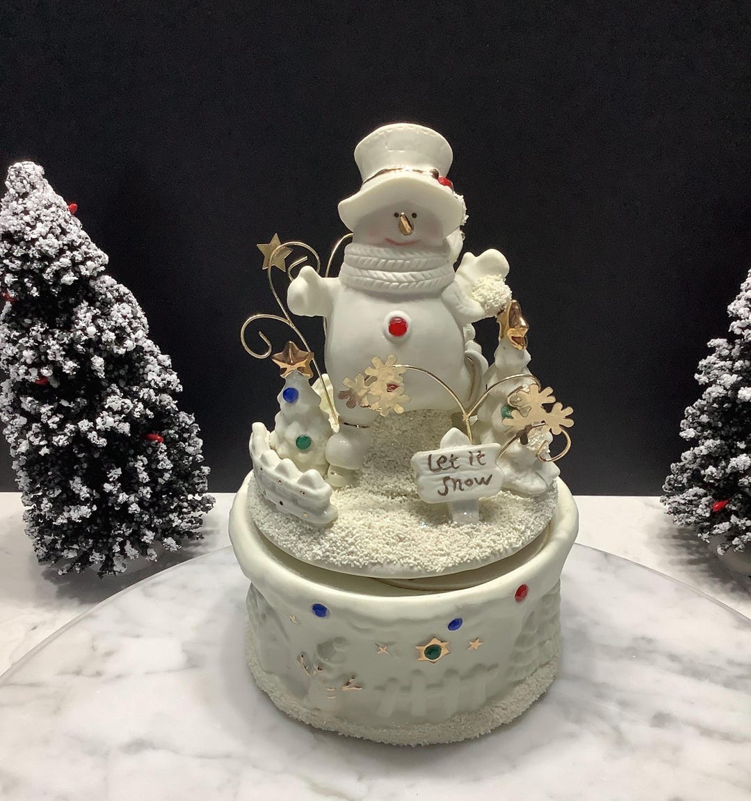 Jcpenney Vintage Home Collection Porcelain Musical Snowman, “let It ...