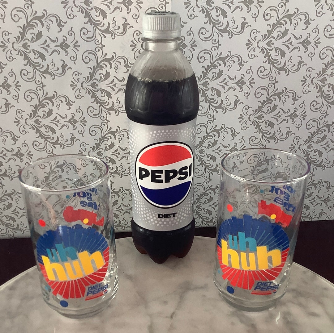 Vintage Diet Pepsi Glasses, Pair of Diet Pepsi Glasses, Vintage ...