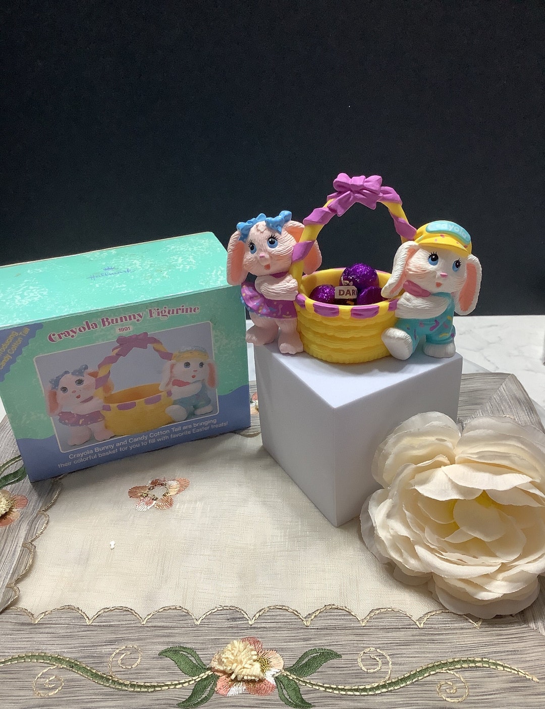 Crayola Hallmark Cotton Candy Tails Easter Bunny Decor Basket Girl and ...