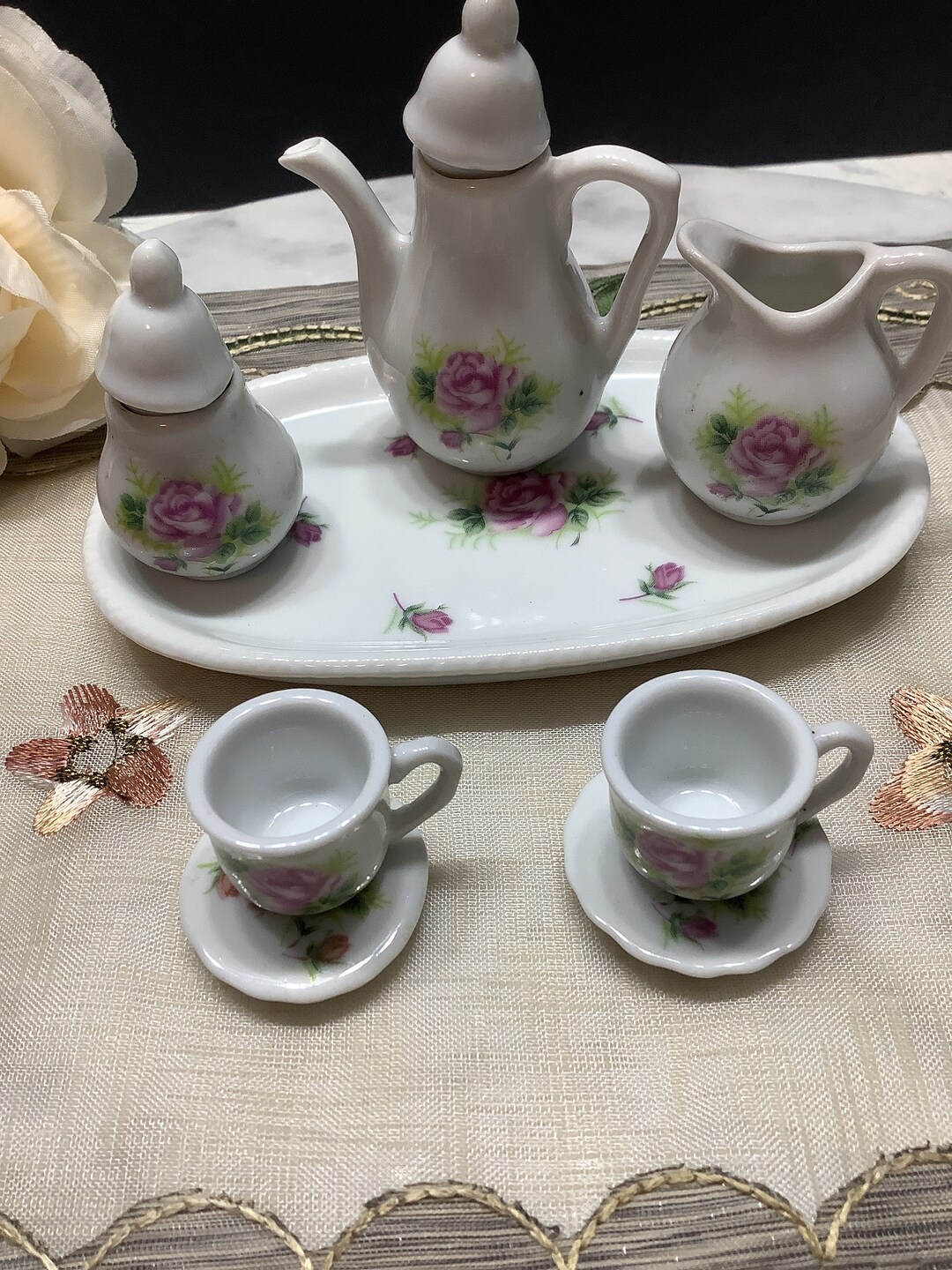 Miniature Doll House Royal Norfolk TEA Set-13ceramic-floral-china, 10 ...