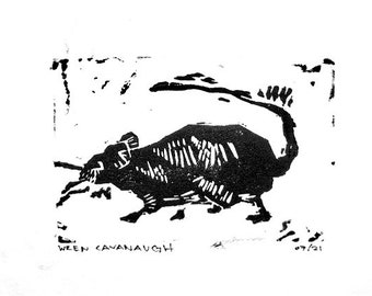 Rat Linocut Print - Etsy