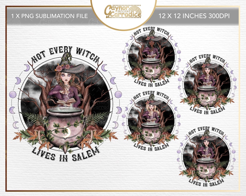 Witch Sublimation Design - 12 X 12 Inches Png File - Halloween ...