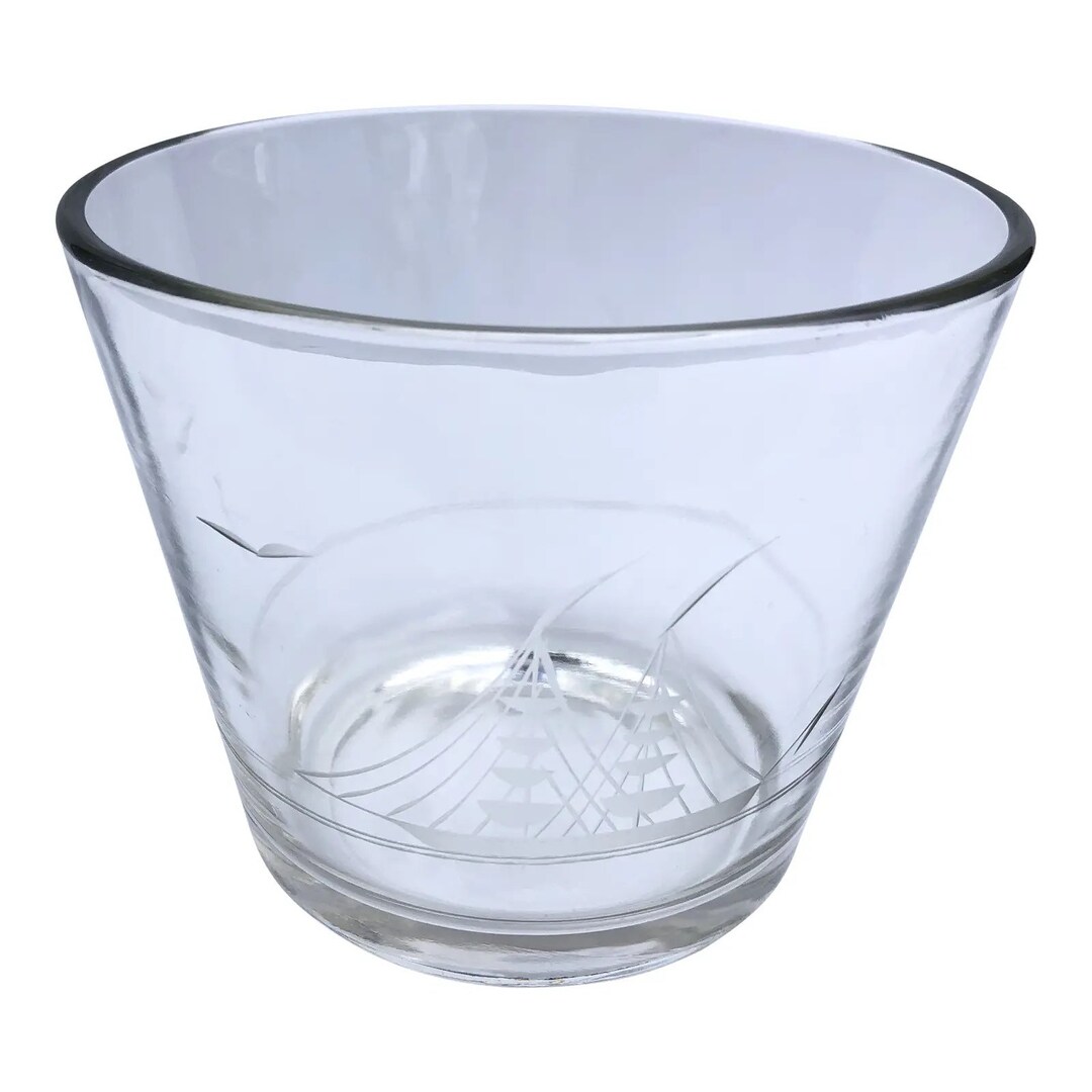 1960s Scandinavian Modern Etched Glass Clipper Ship Ice Bucket - Etsy