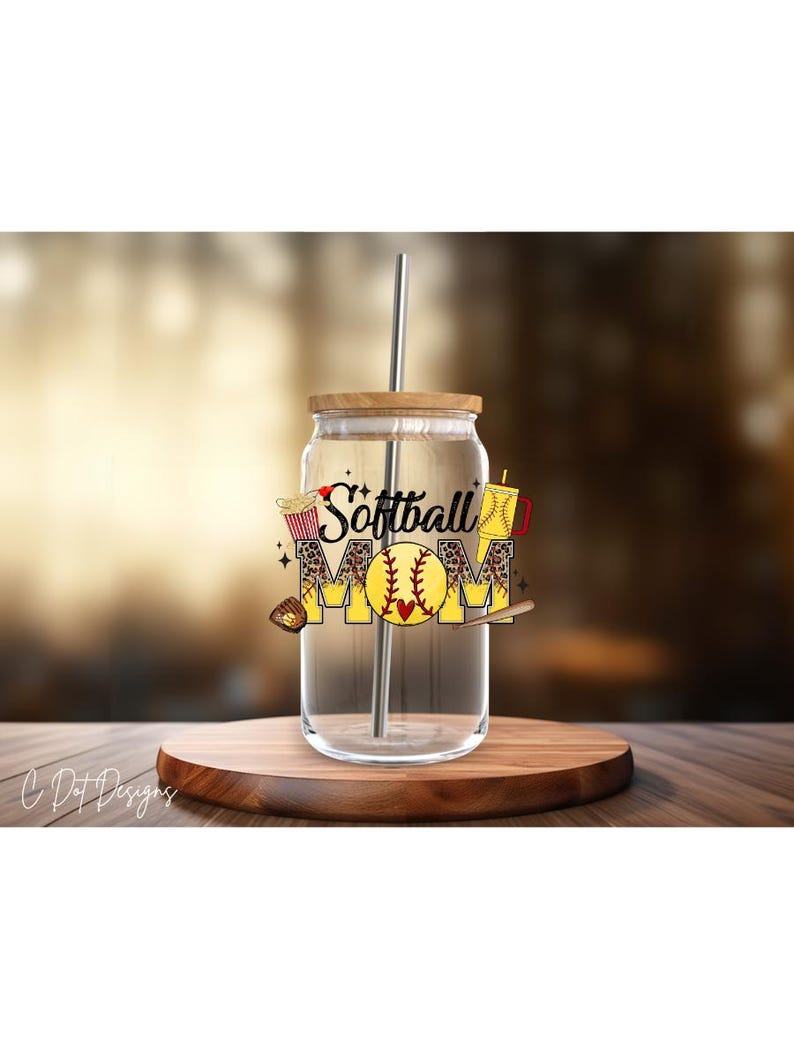 Softball Mom - UV DTF Decal - Glass Can | Tumbler Decal | Coffee Mug ...