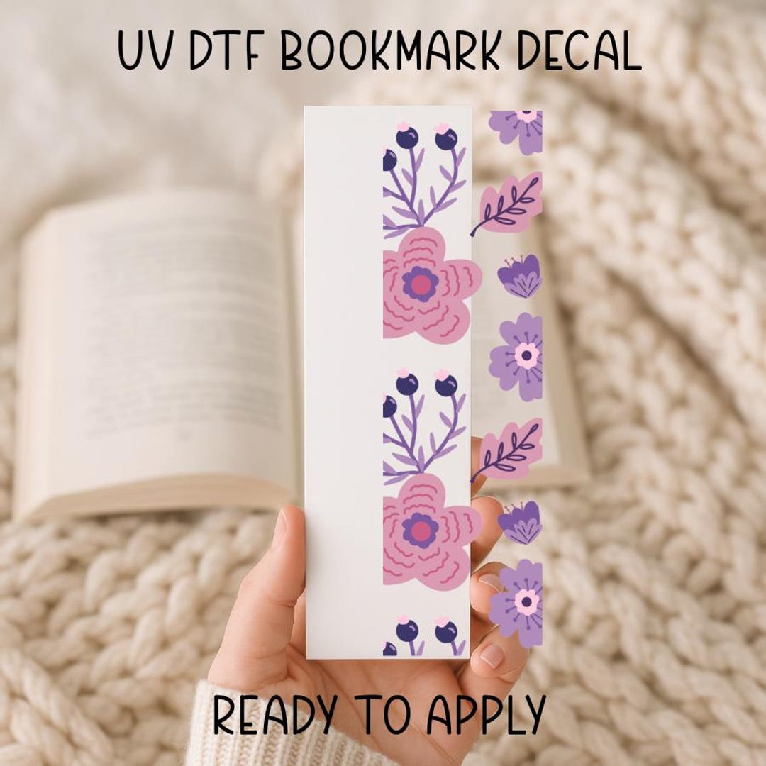 Purple Floral UV DTF Bookmark Decal - Ready to Apply | DIY Acrylic ...