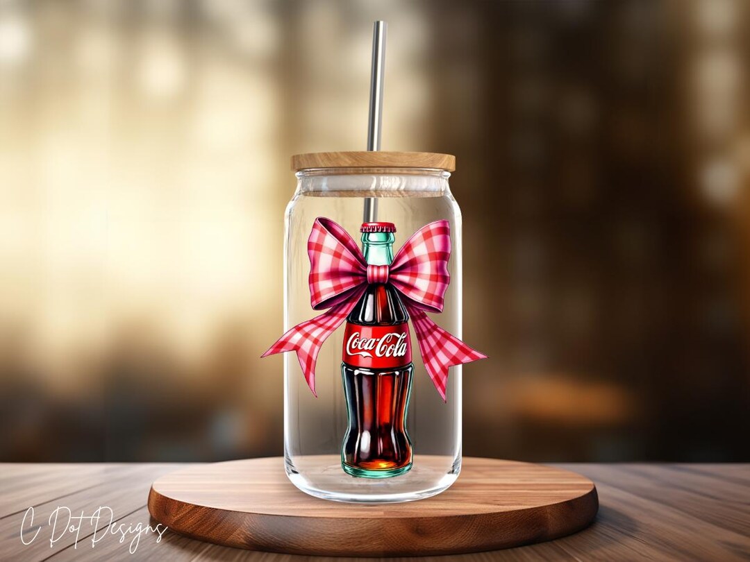 Coke Coquette Bow UV DTF Ready to Transfer Decal, 16oz Glass Can ...