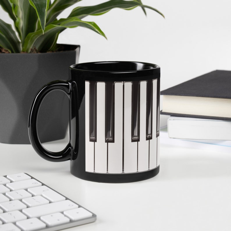 Piano Keys Black Glossy Mug, Piano Lover Coffe Mug, Gifts for Pianists ...