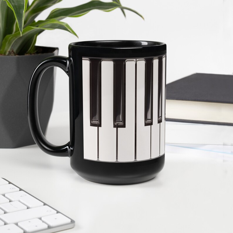Piano Keys Black Glossy Mug, Piano Lover Coffe Mug, Gifts for Pianists ...