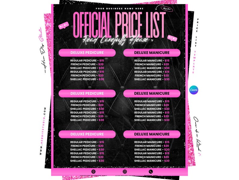 Editable Price List Template | Made in Canva - Etsy