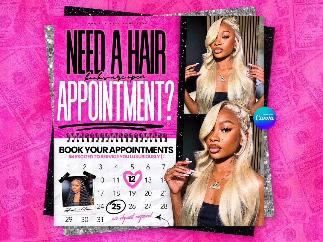 Wig Flyer, Hair Flyer, Wig Flyer Template, Wig Special Flyer, Book Now ...