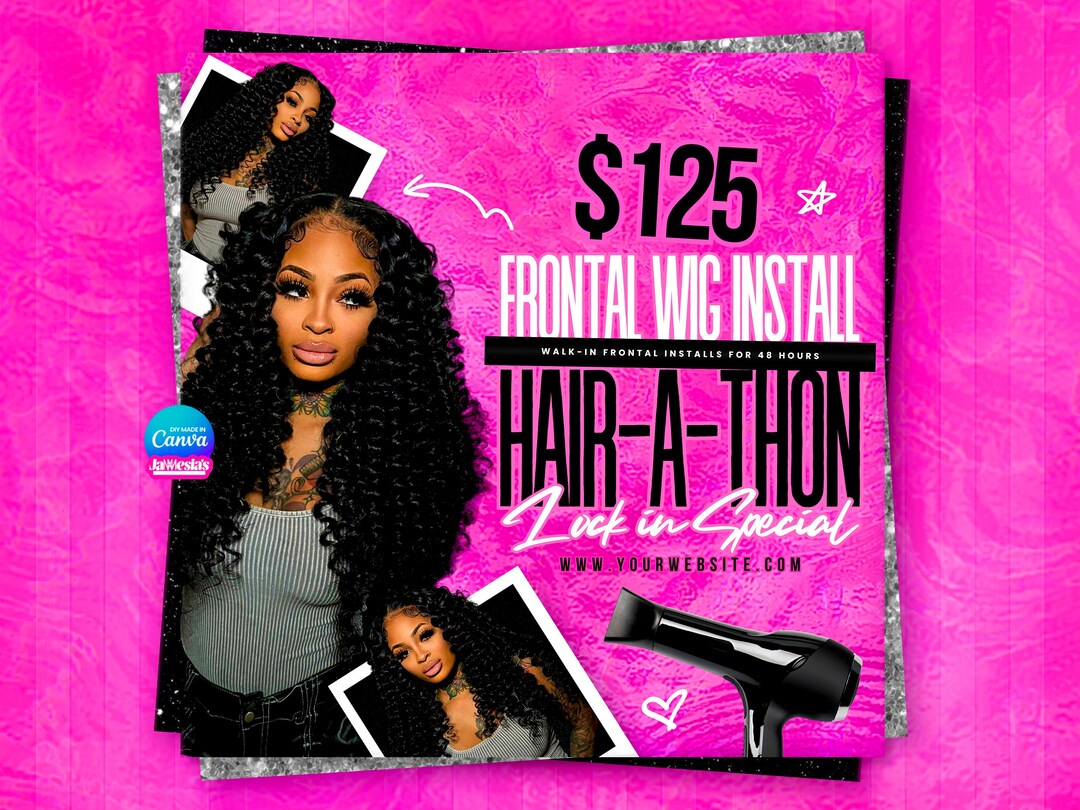 Wig Flyer, Hair Flyer, Wig Flyer Template, Wig Special Flyer, Book Now ...