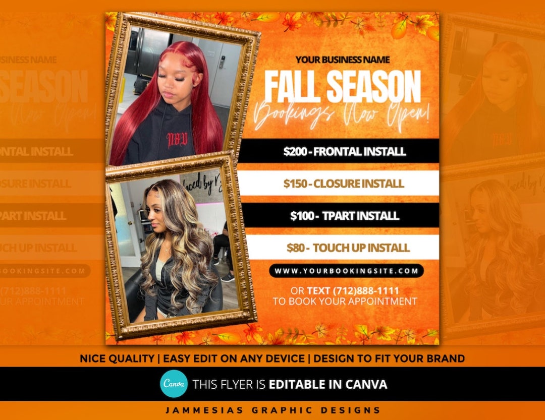 Fall Flyer Book Now Flyer Hair Lashes Nails Makeup - Etsy