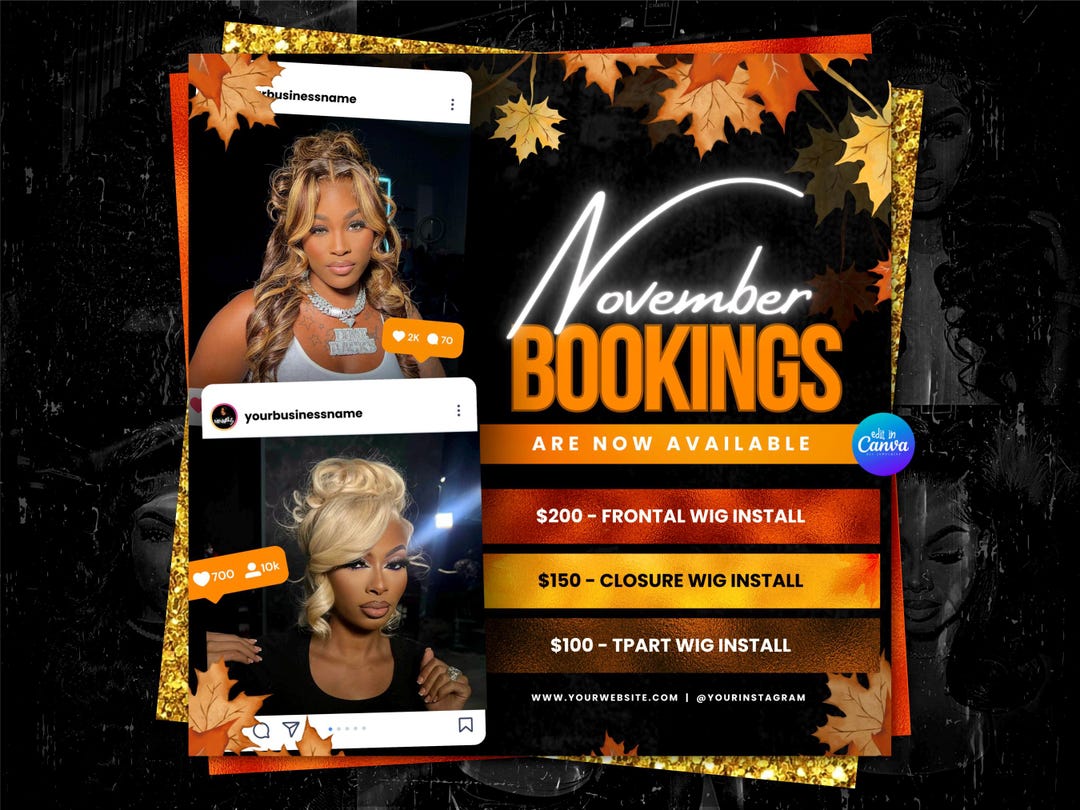 November Booking Flyer, November Books Are Open, November Booking ...