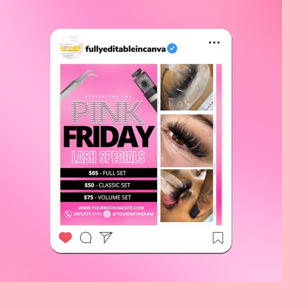Pink Friday Flyer Pink Friday Lash Flyer Lash Flyer Lash - Etsy