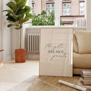 THOUGHTS Are NOT FACTS Poster Therapy Decor Mindful Art Zen Wall Art ...