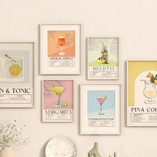 SET OF 6 Cocktail Drink Bar Posters-digital File - Etsy
