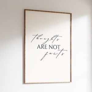 THOUGHTS Are NOT FACTS Poster Therapy Decor Mindful Art Zen Wall Art ...