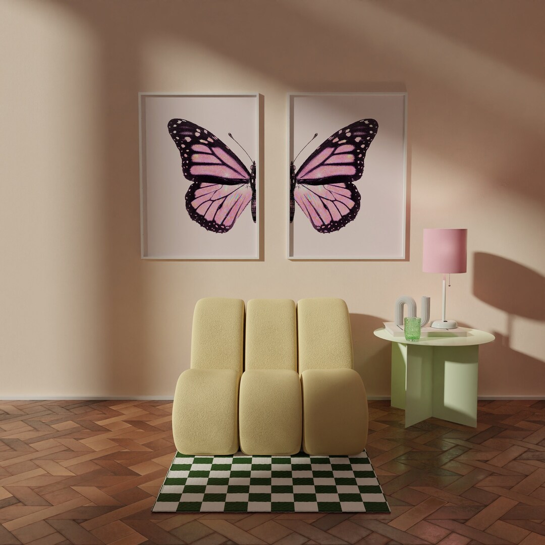 Pink Preppy Split Butterfly Print, Girly Bedroom Poster, Preppy Pink ...
