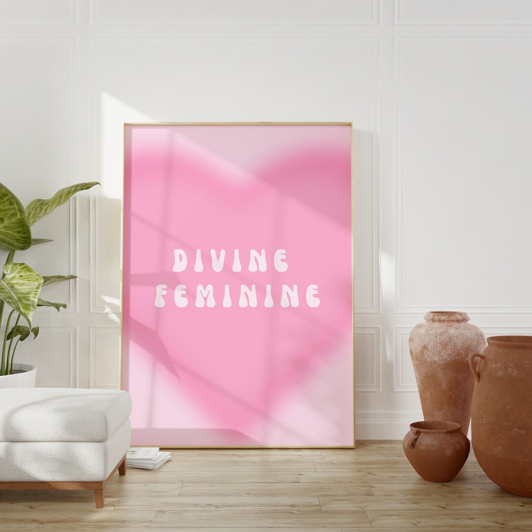 Divine Feminine Printable Wall Art| Spiritual Art Print| Pink Heart ...
