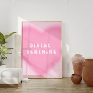 Divine Feminine Printable Wall Art| Spiritual Art Print| Pink Heart ...