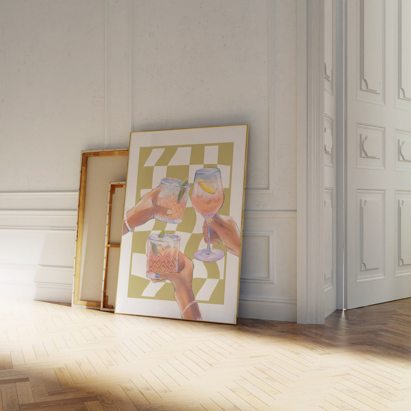 Funky CHEERS Cocktail Print Trendy Modern Kitchen Art Alcohol Poster ...