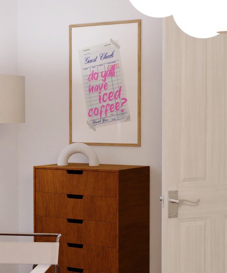 Trendy Retro ICED COFFEE GUEST Check Receipt| Guest Check Poster|dorm ...