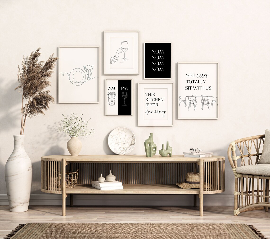 KITCHEN Print Set of 6 PRINTABLES Kitchen Wall Art Kitchen - Etsy