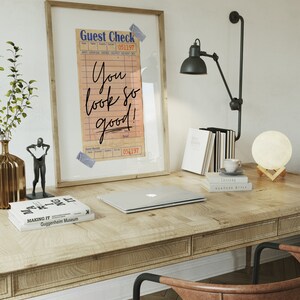 You Look so Good-retro Trendy GUEST CHECK Wall Art|bar Cart Art|preppy ...