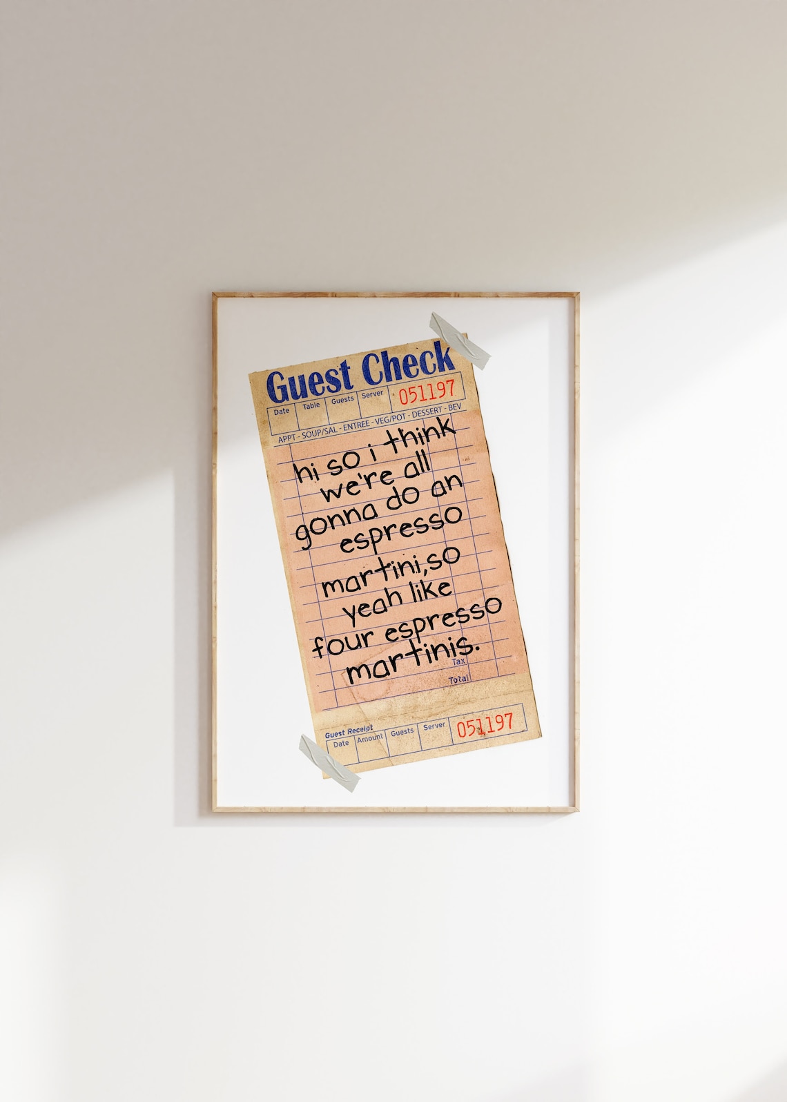 Trendy Retro Espresso Martini GUEST CHECK Receipt Guest Check - Etsy