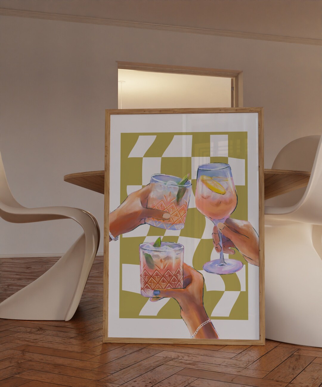 Funky CHEERS Cocktail Print Trendy Modern Kitchen Art Alcohol Poster ...