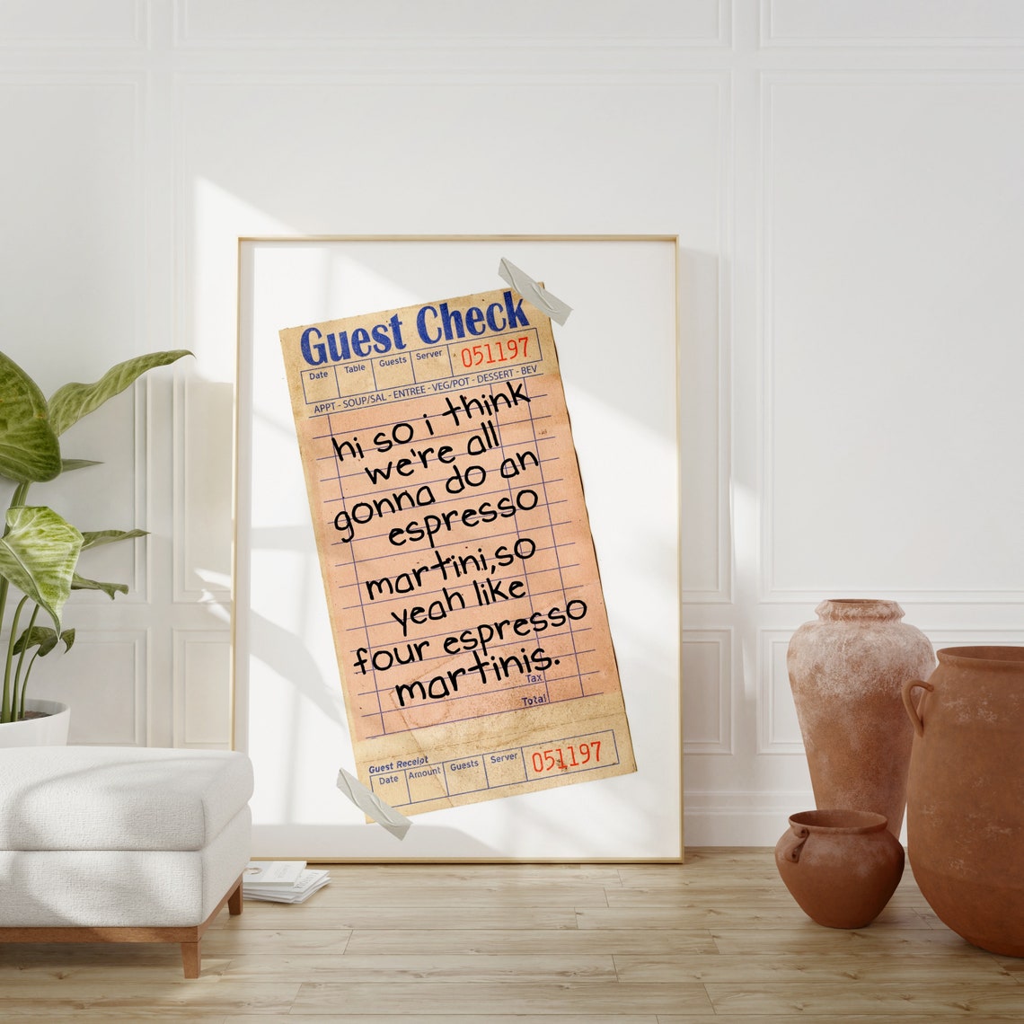 Trendy Retro Espresso Martini GUEST CHECK Receipt Guest Check - Etsy