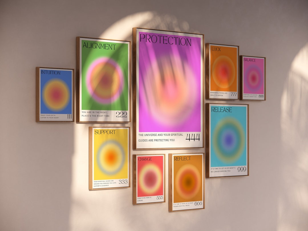 ANGEL NUMBER Set of 9 Prints, Angel Number Gallery Wall Set, Spiritual ...