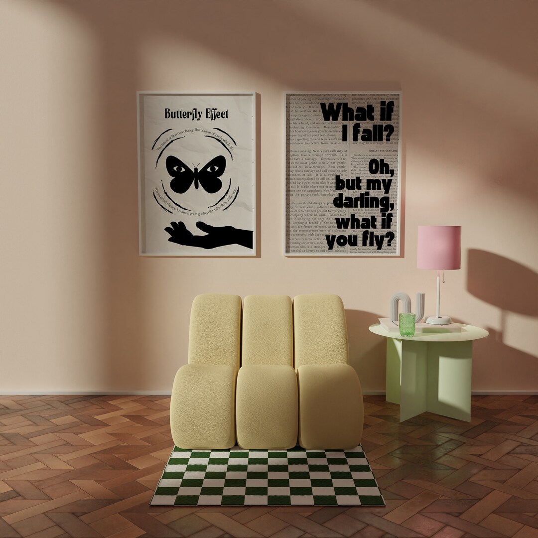 TRENDY AESTHETIC PRINTS Set of 2, Newspaper Quote Print, Butterfly ...