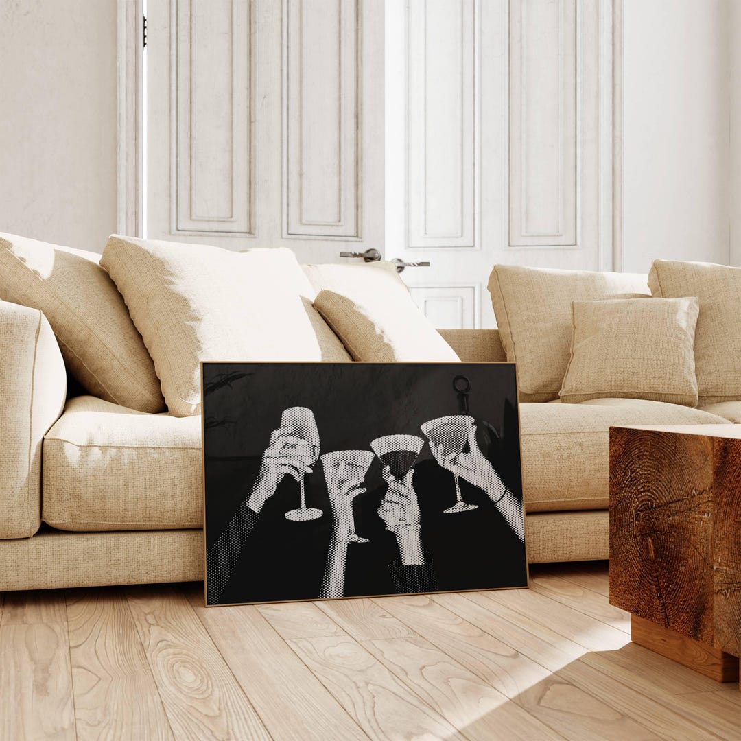 Cheers Print Bar Cart Decor Aesthetic Abstract Neutral Black and White Prints Cheers Poster Bar ...
