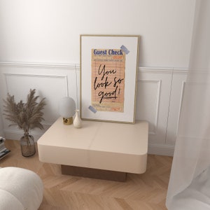 You Look so Good-retro Trendy GUEST CHECK Wall Art|bar Cart Art|preppy ...