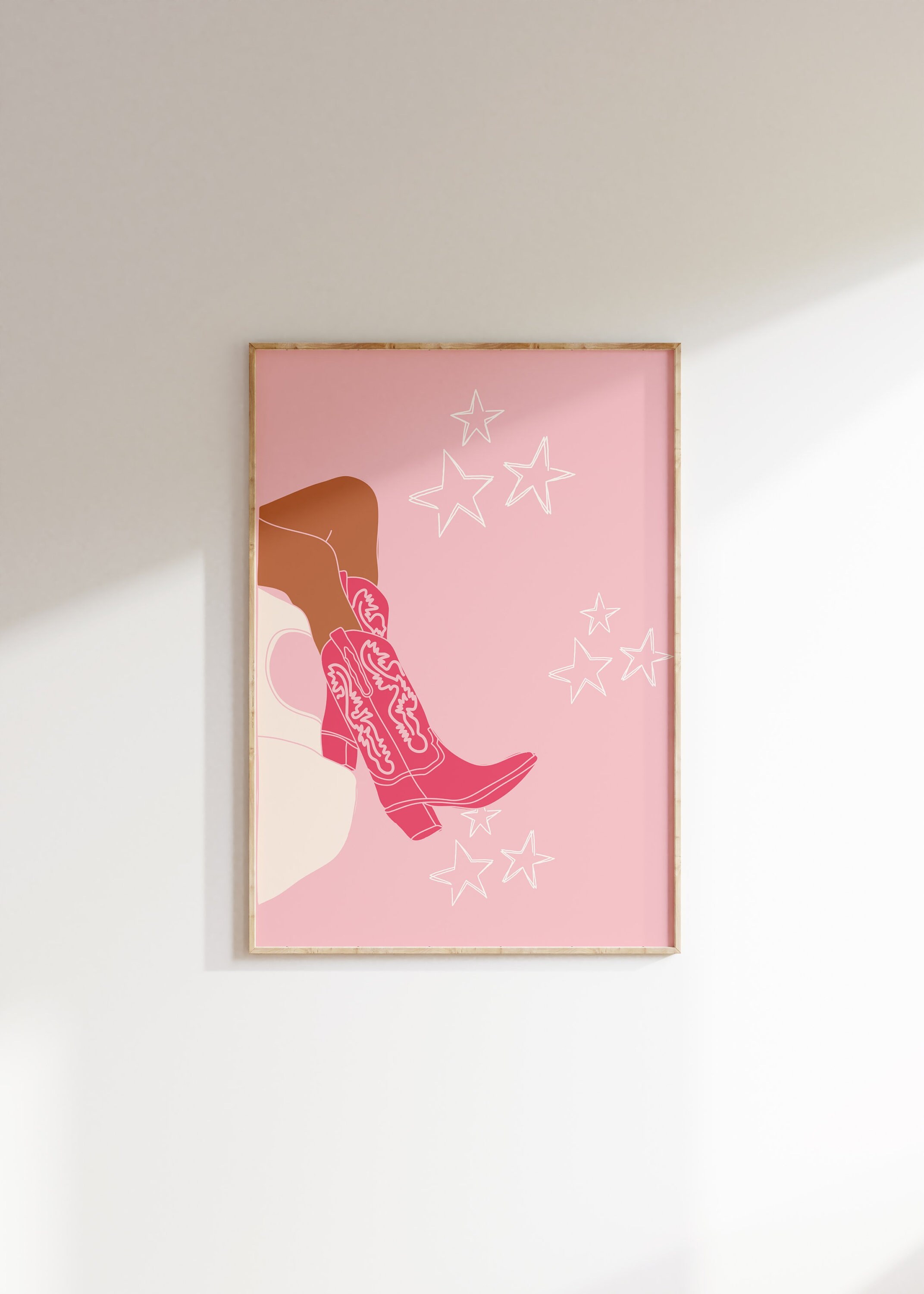 PINK COWBOY Boots Wall Printable Retro Style Poster - Etsy