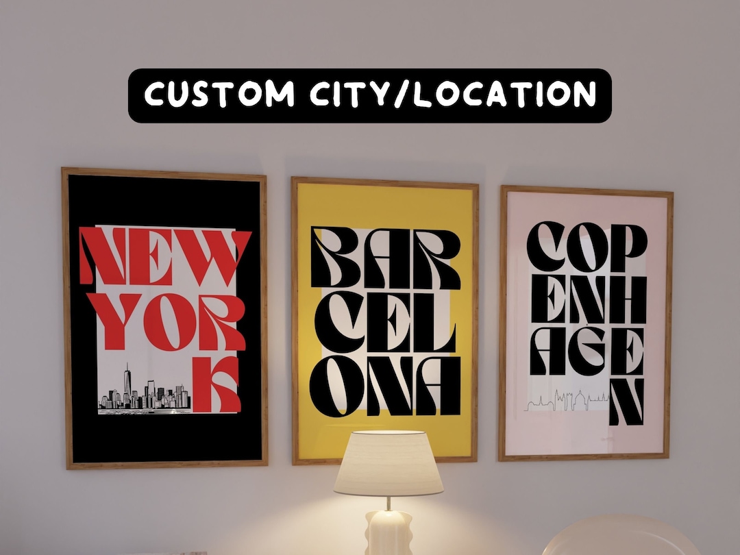 Custom CITY LOCATION Wall Art PERSONALIZED City Print Typography Poster ...