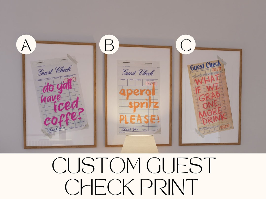 Recibo de cheque de INVITADO PERSONALIZADO/Póster de cheque de - Etsy ...