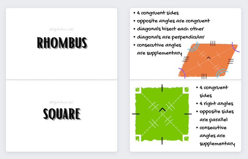 Printable High School Geometry Math Flashacards - Etsy