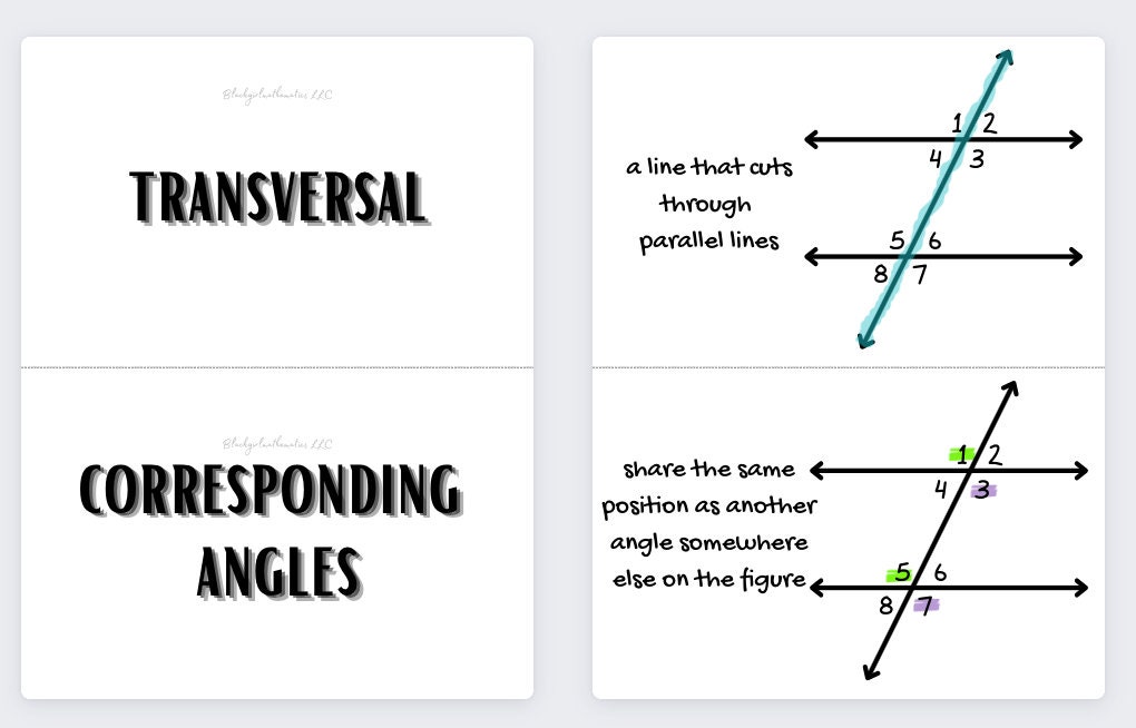 Printable High School Geometry Math Flashacards - Etsy