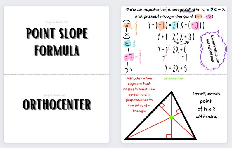 Printable High School Geometry Math Flashacards - Etsy