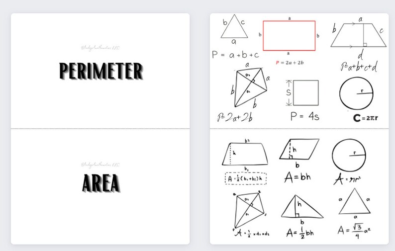 Printable High School Geometry Math Flashacards - Etsy
