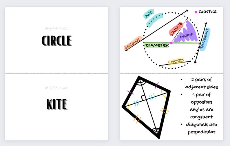 Printable High School Geometry Math Flashacards - Etsy