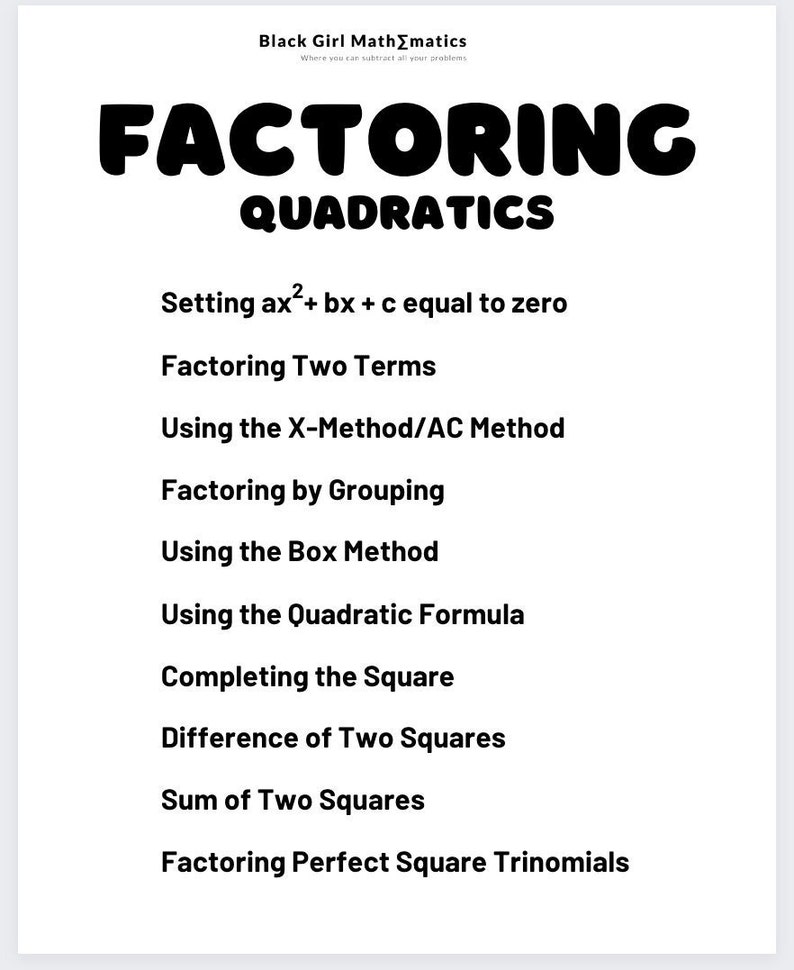 How to Factor Quadratics: 8th Grade to High School Math - Algebra ...
