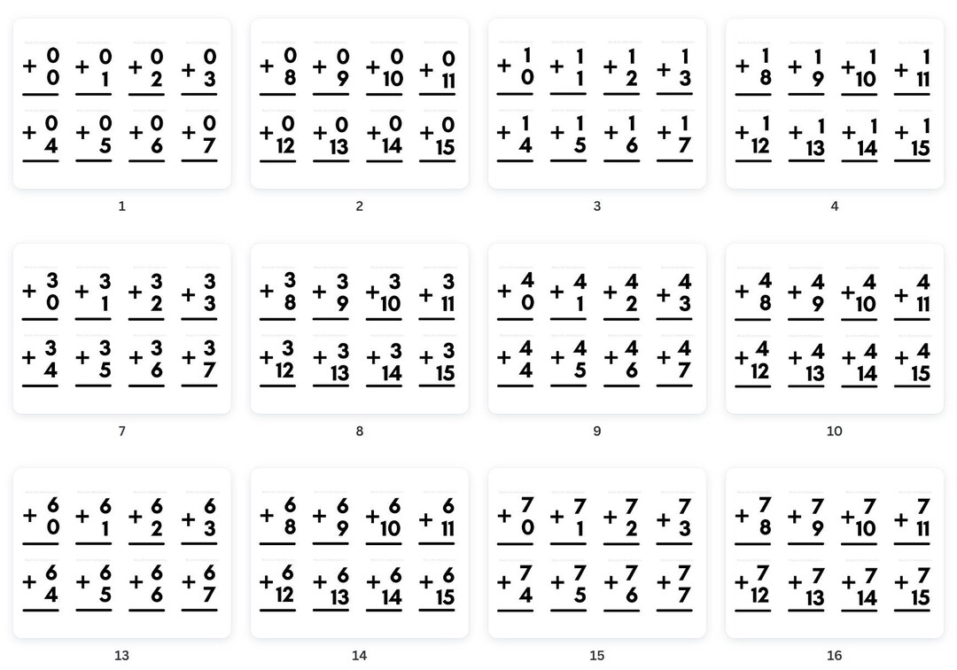 Practice Addition Flashcards - 0 to 9 - Etsy